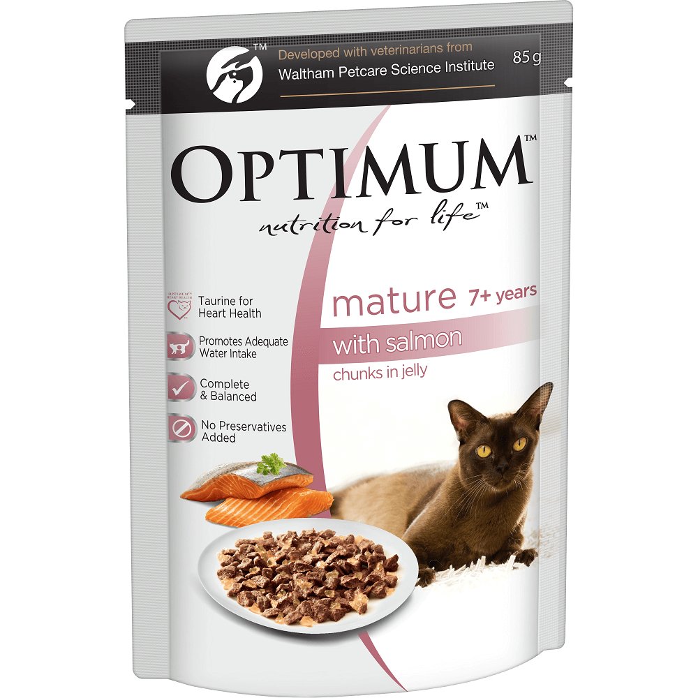Optimum Wet Cat Food Mature Chunks in Jelly Salmon 85g – Woonona ...